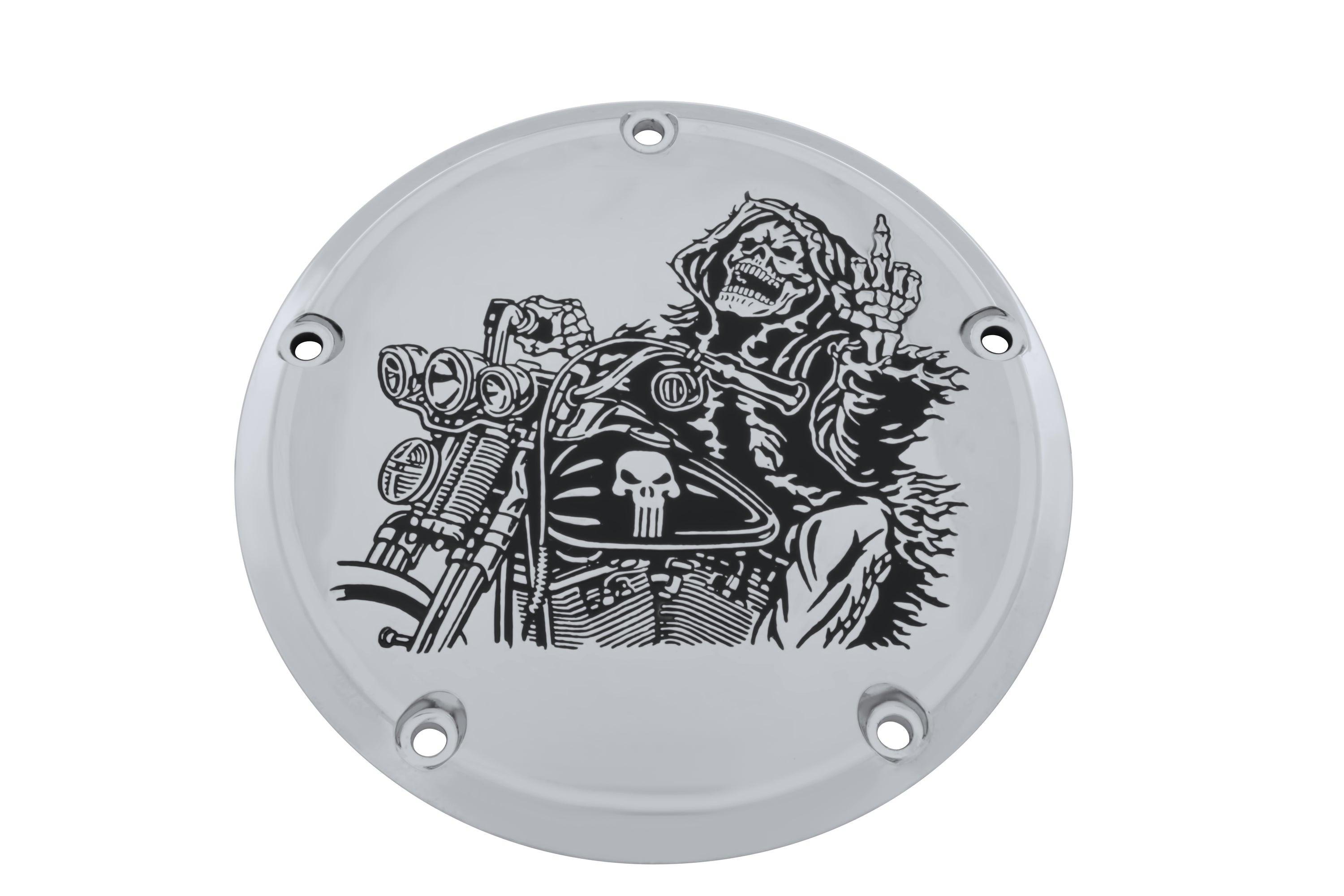 Skull / Reaper, Flippin' Reaper on Chopper – Custom Engraving Ltd