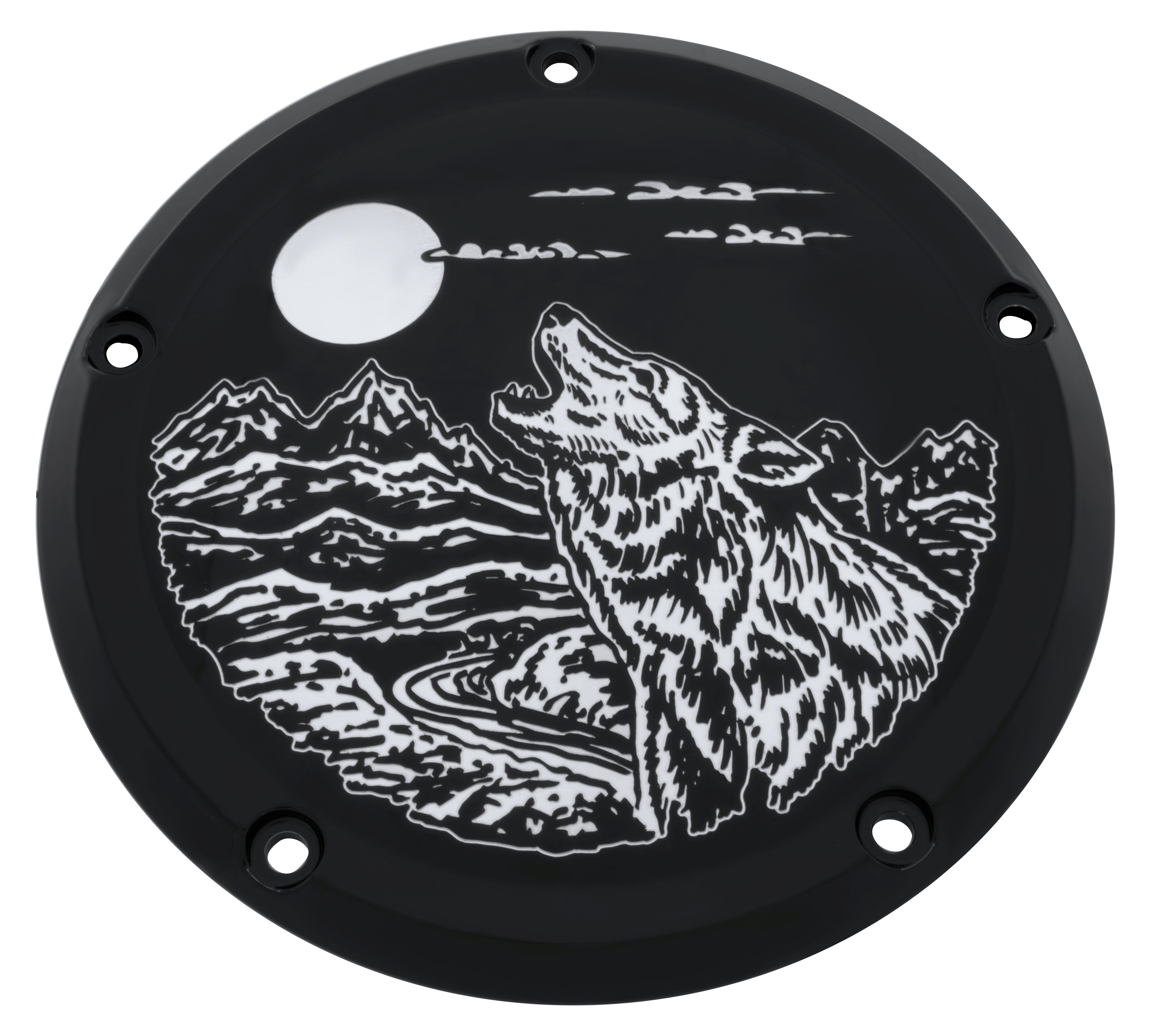 Wolf & Mountain Range TC Derby Cover, 7 ¼ inches in diameter – Custom ...