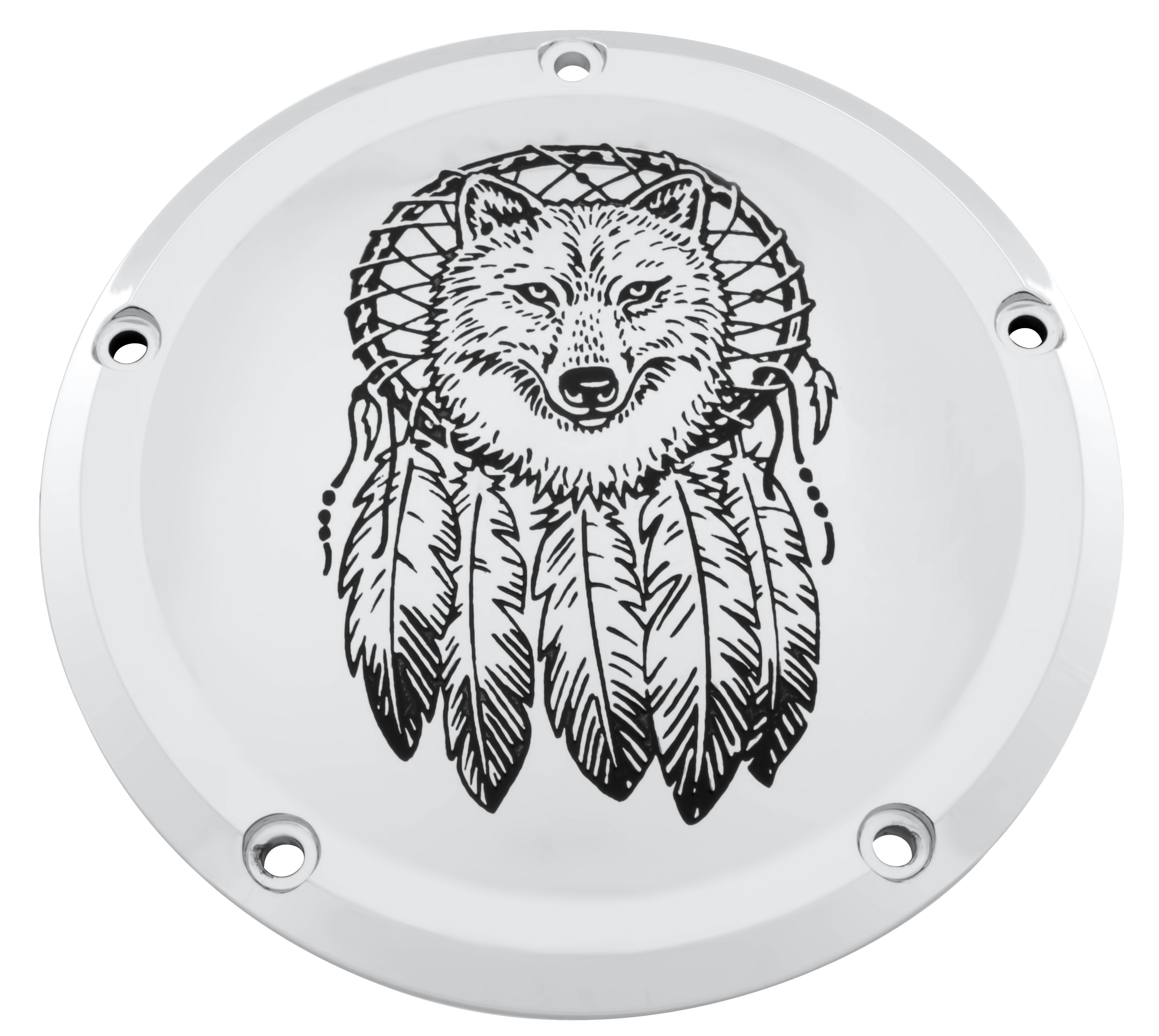 Dreamcatcher Wolf TC Derby Cover, 7 ¼ inches in diameter – Custom ...