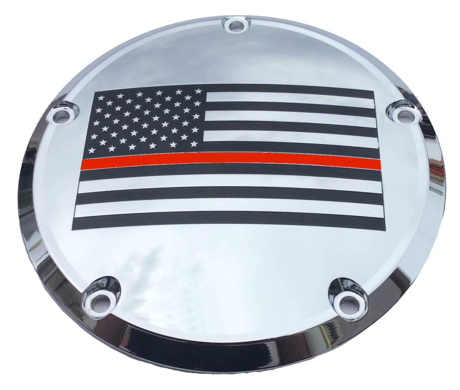Red Line FlagTC Derby Cover, 7 ¼ inches in diameter – Custom Engraving Ltd