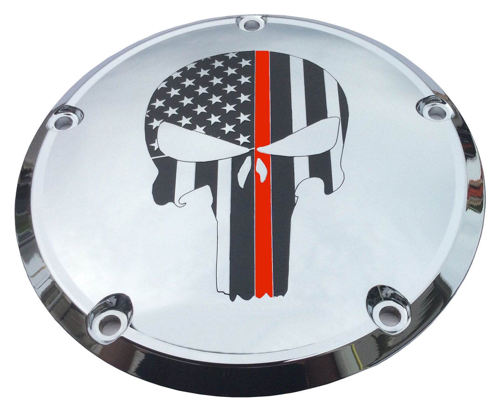 Red Line Punisher Derby Cover, – Custom Engraving Ltd
