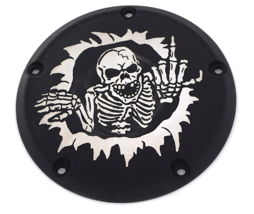 Skeleton Flipping Tear Through Black Gloss TC Derby Cover, 7 ¼ inches ...